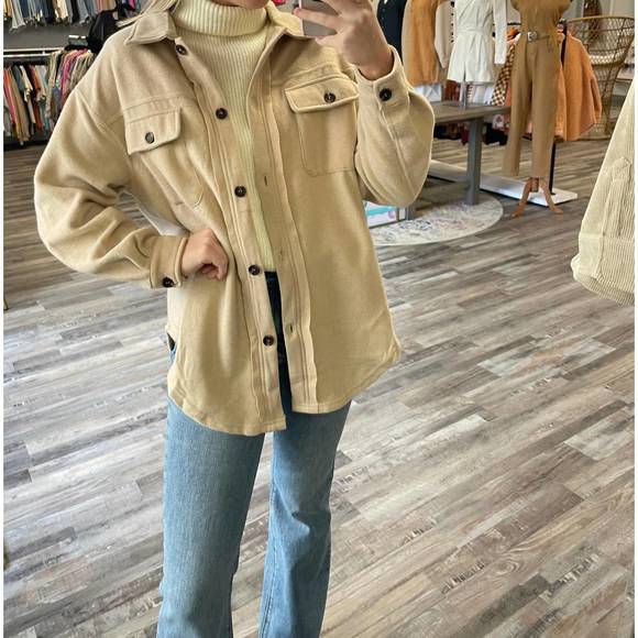 HYFVE | Jackets & Coats | New Hyfve Fleece Shacket In Taupe | Poshmark